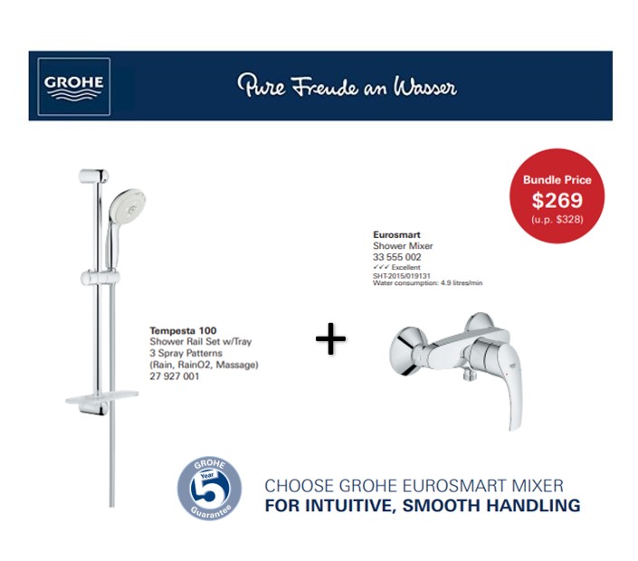 Grohe Shower Bundle Eurosmart Shower Mixer Tap With Tempesta 100 Shower ...
