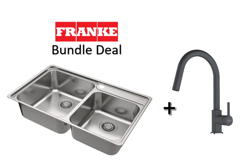 Franke Bell 860mm Drop In Stainless Steel Double Bowl Sink With Franke ...