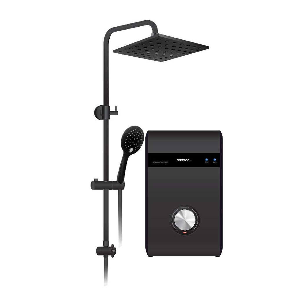 Mistral Instant Heater With Rain Shower Full Matte Black - Uniqool
