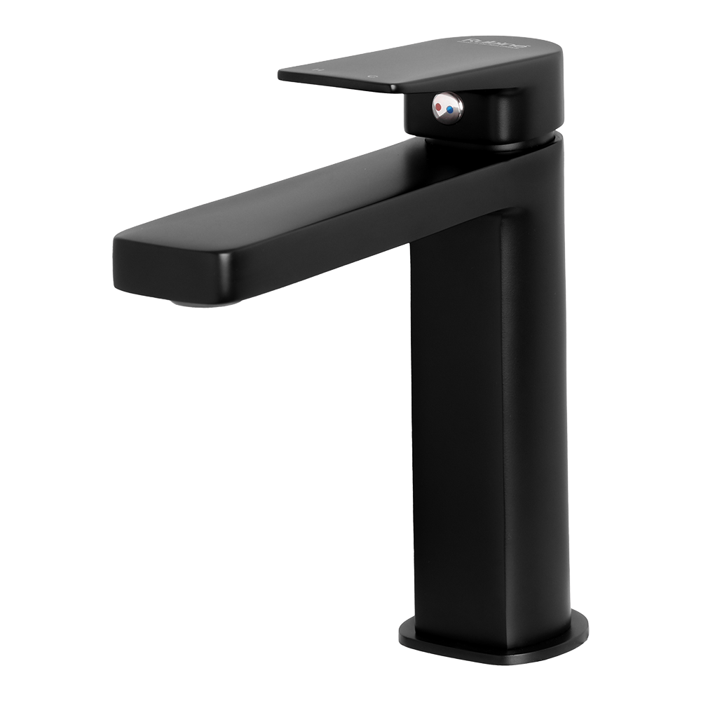 Rubine Basin Mixer Tap In Electroplated Matt Black Razzo Series - Uniqool