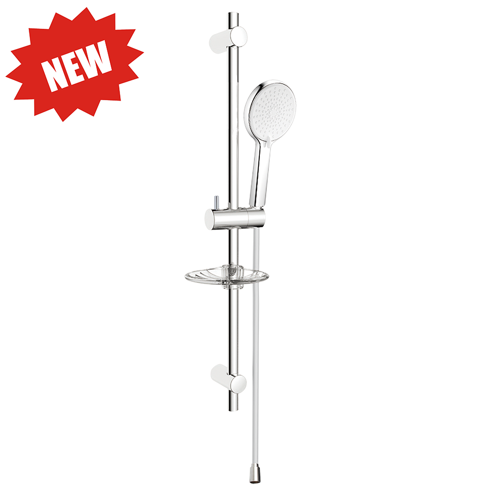 Rubine Hand Shower With Sliding Rod In Chrome Puliz Series - Uniqool